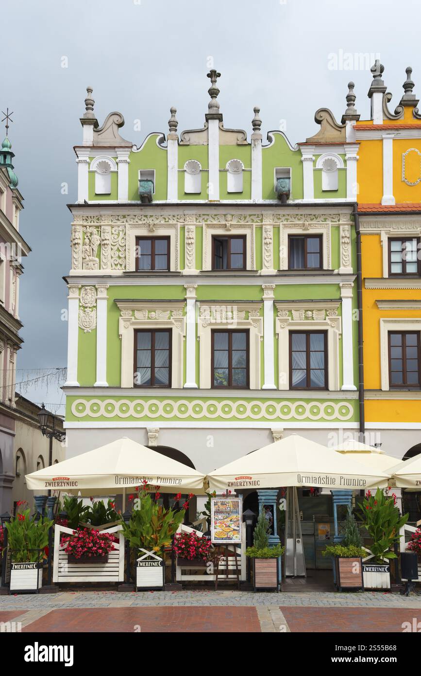 Historic baroque buildings with colourful facades and decorative ...