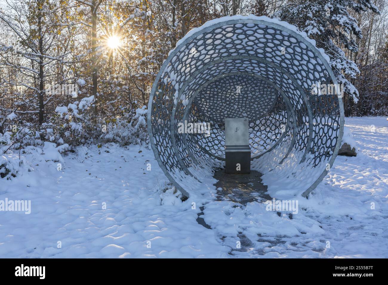 Wunderhorn art installation by Erika Harbort, metal tube with heated ...