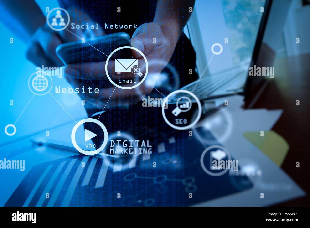 Digital marketing media (website ad, email, social network, SEO, video ...