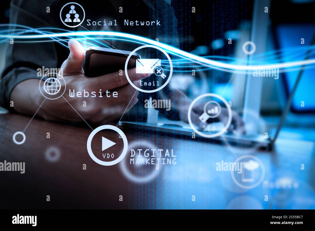 Digital marketing media (website ad, email, social network, SEO, video ...