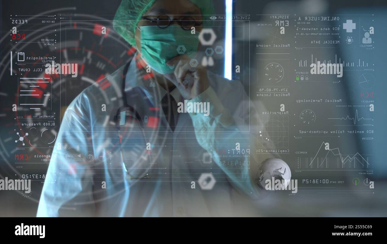 Medical technology concept,smart doctor hand working with modern ...