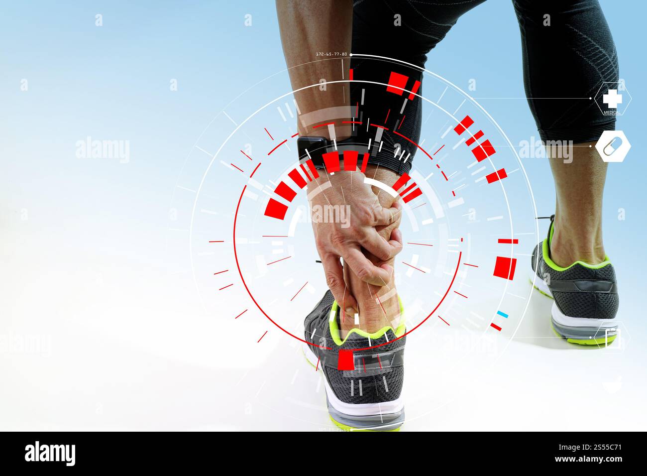Runner sportsman holding ankle in pain with Broken twisted joint ...