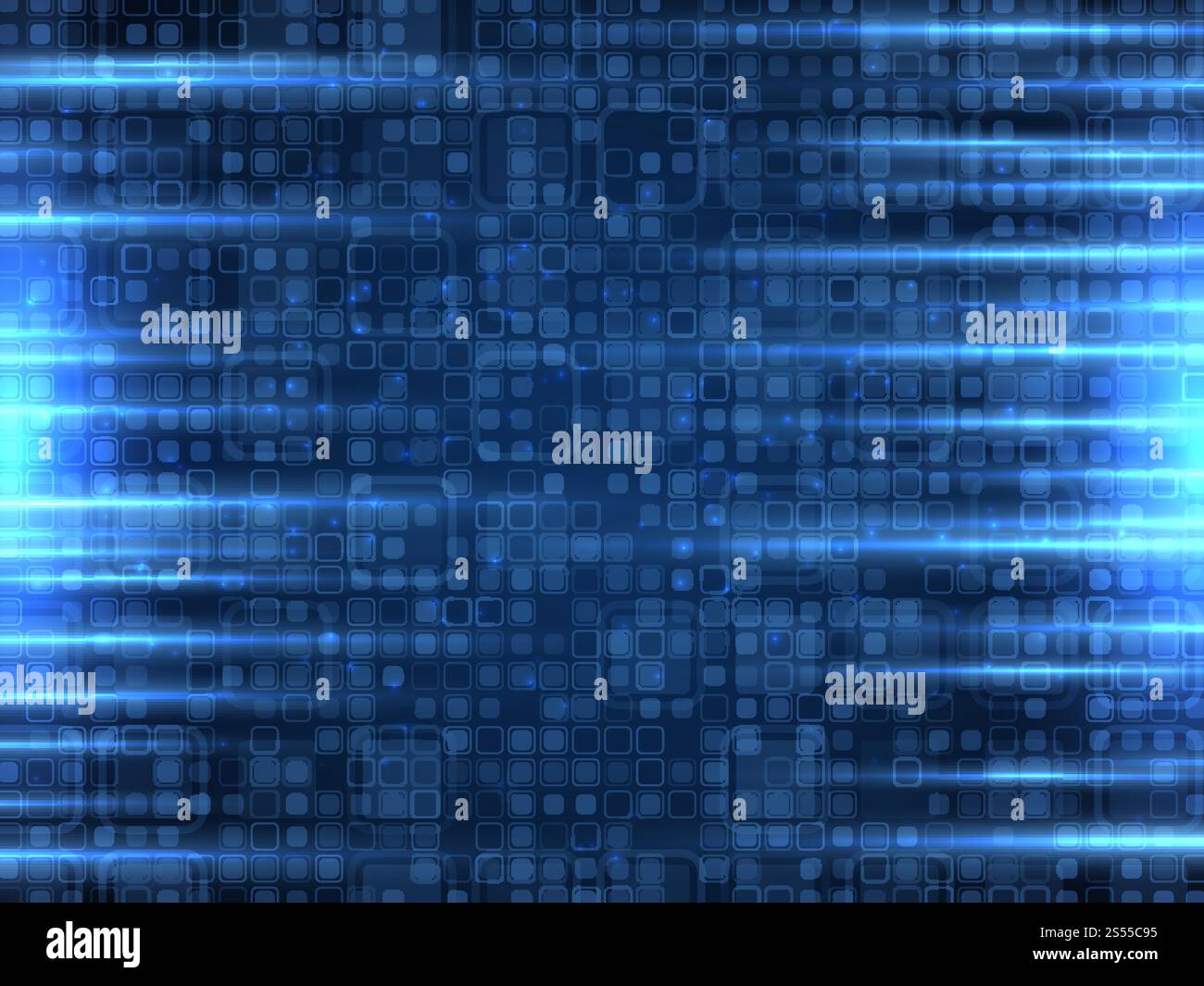 Abstract technology background. Perspective rectangles with bright ...