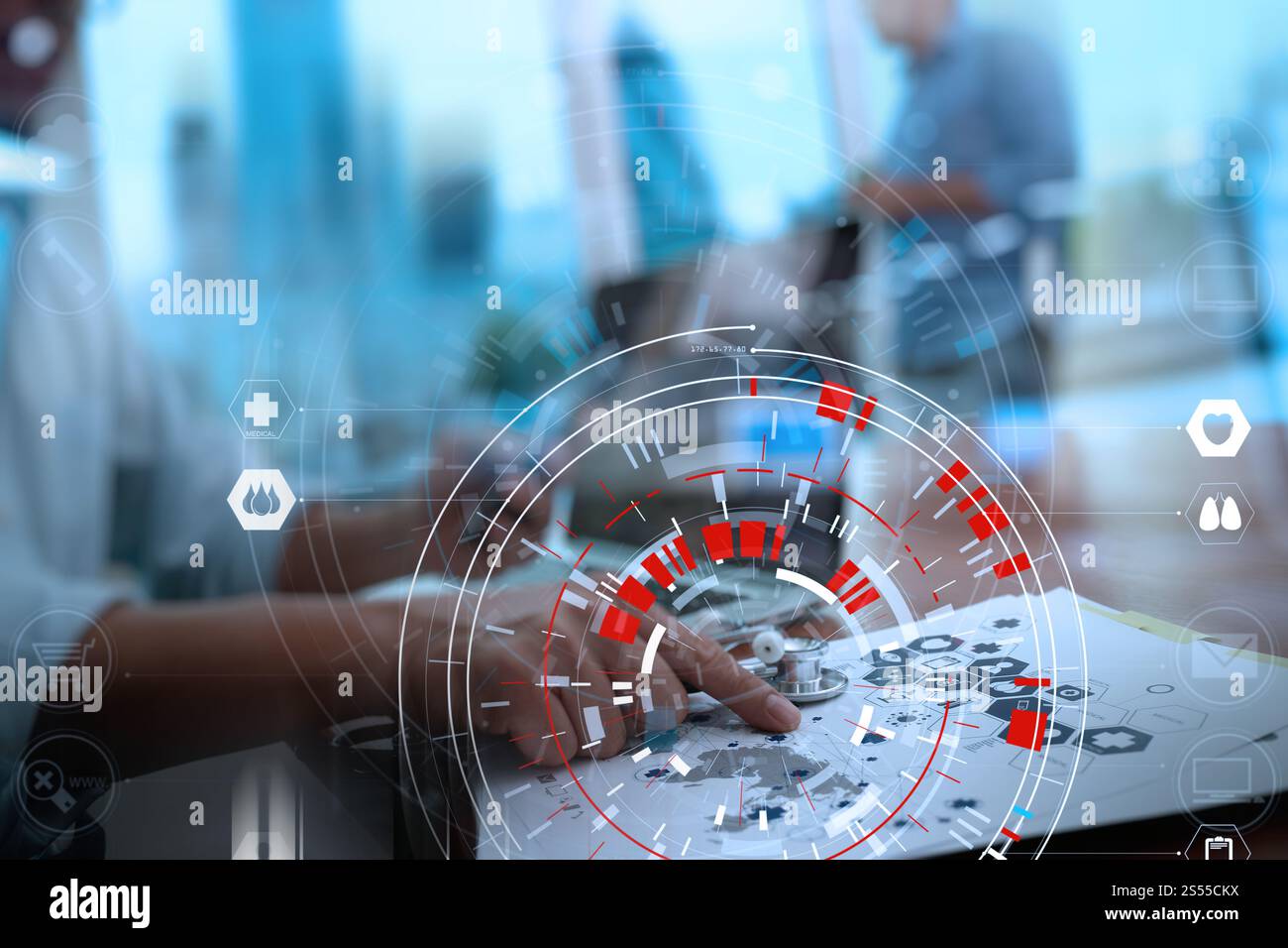 Medical technology concept,smart doctor hand working with modern ...