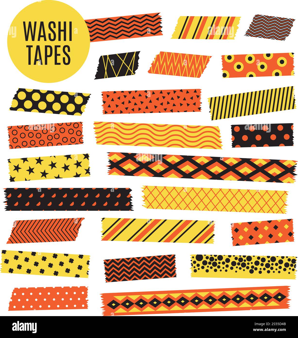 Halloween tape strips. Orange and black halloween patterns. Vector ...
