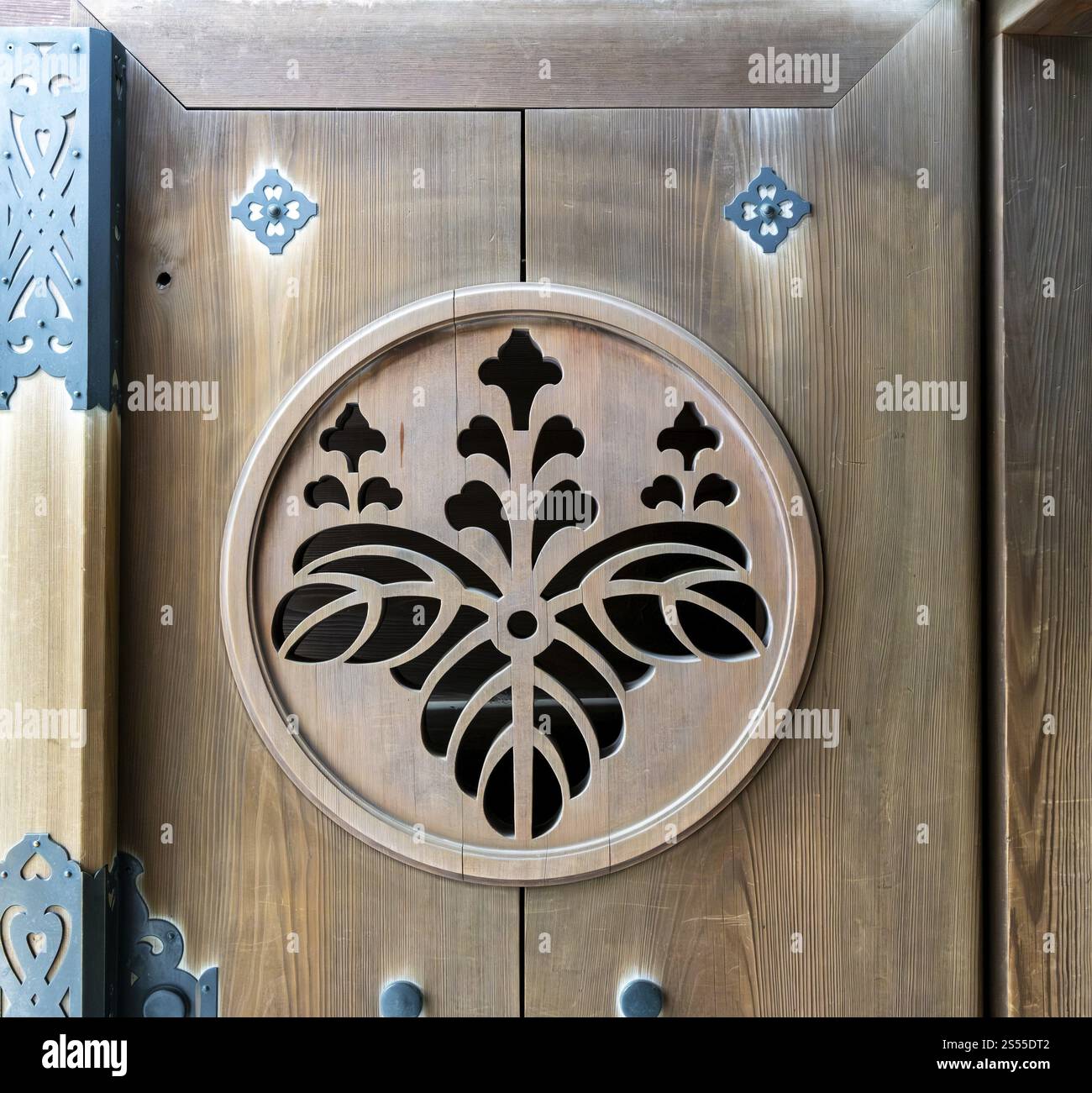 Ornate wooden door detail, Meiji Jingu Shrine, Tokyo, Japan, Asia Stock ...