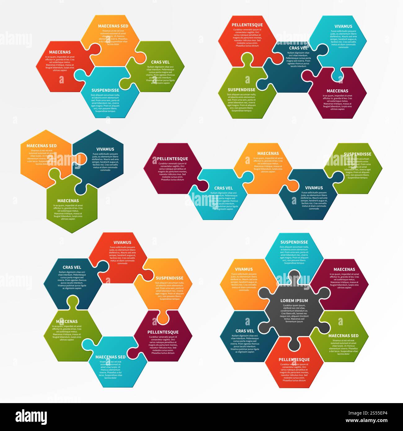 Puzzle infographic. Optional process, workflow infocharts with puzzles ...