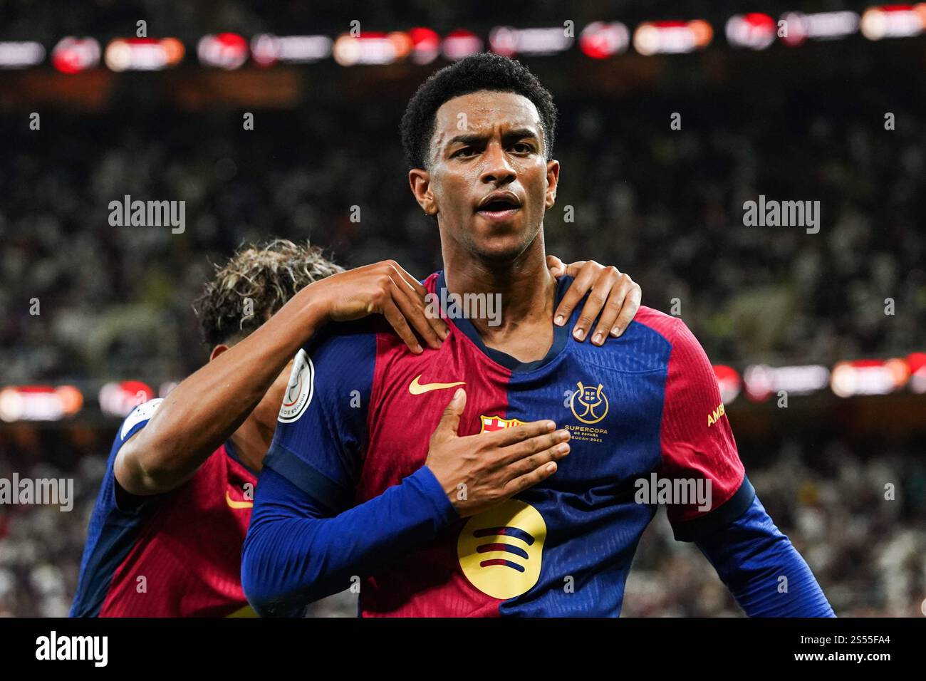Barcelona's Spanish player Alexandro Balde celebrates scoring his team ...
