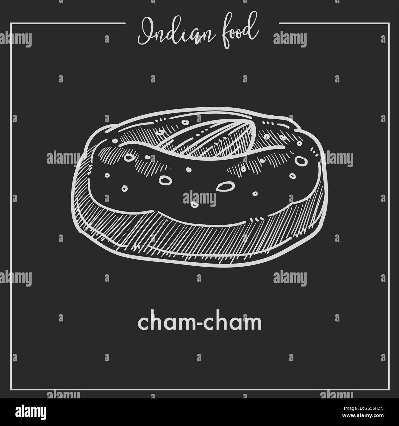 Big soft cham cham with almond from Indian food. Dish made of dough ...