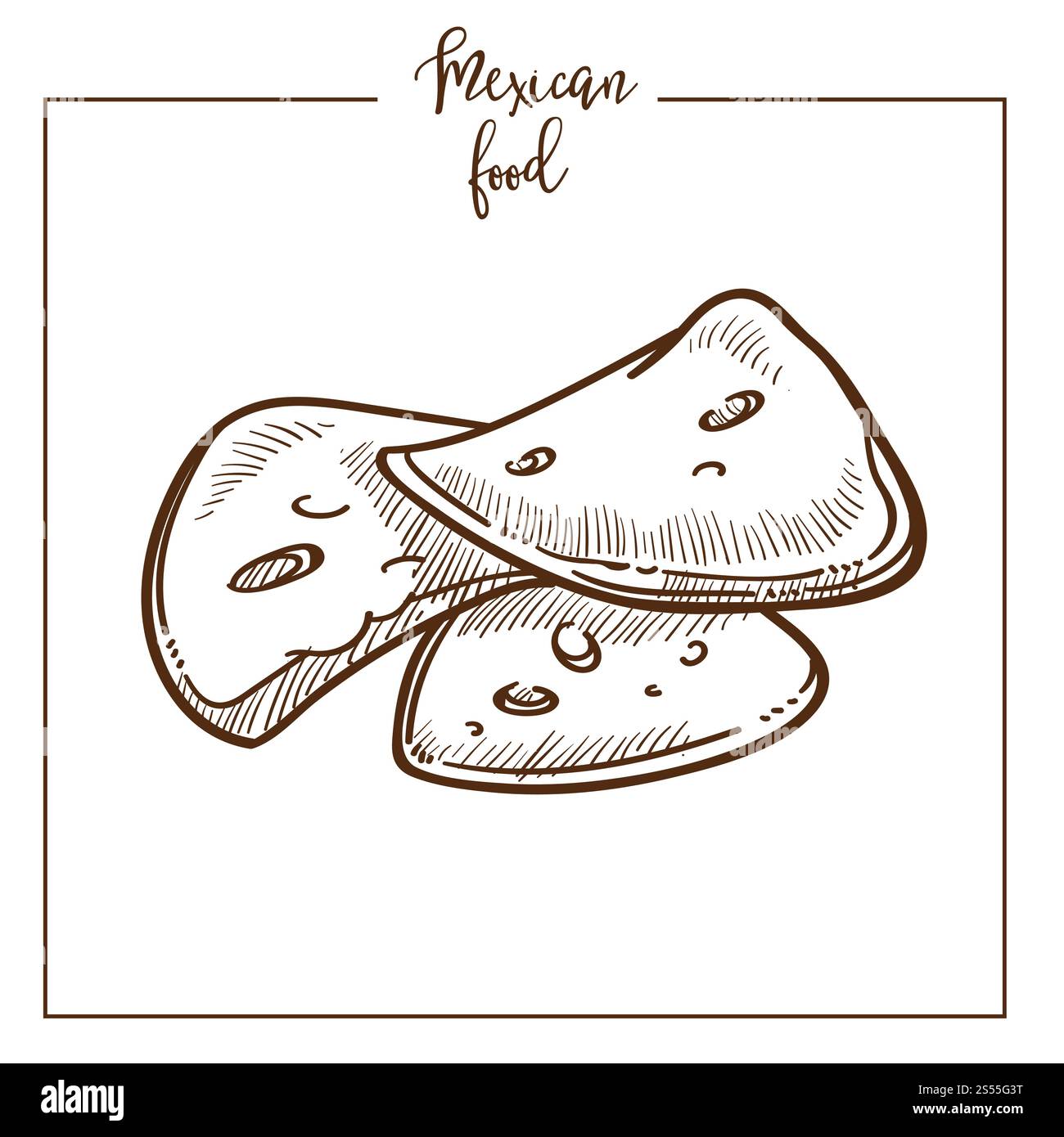 Nachos chips sketch icon for Mexican food cuisine menu design. Vector ...