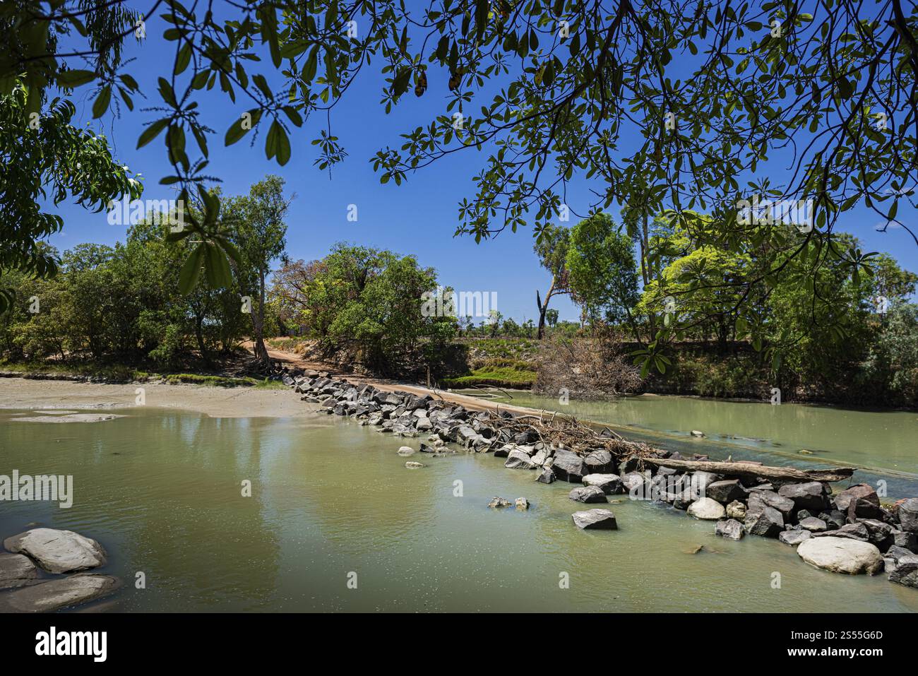 The Cahill Crossing ford through the East Alligator River, Kakadu ...