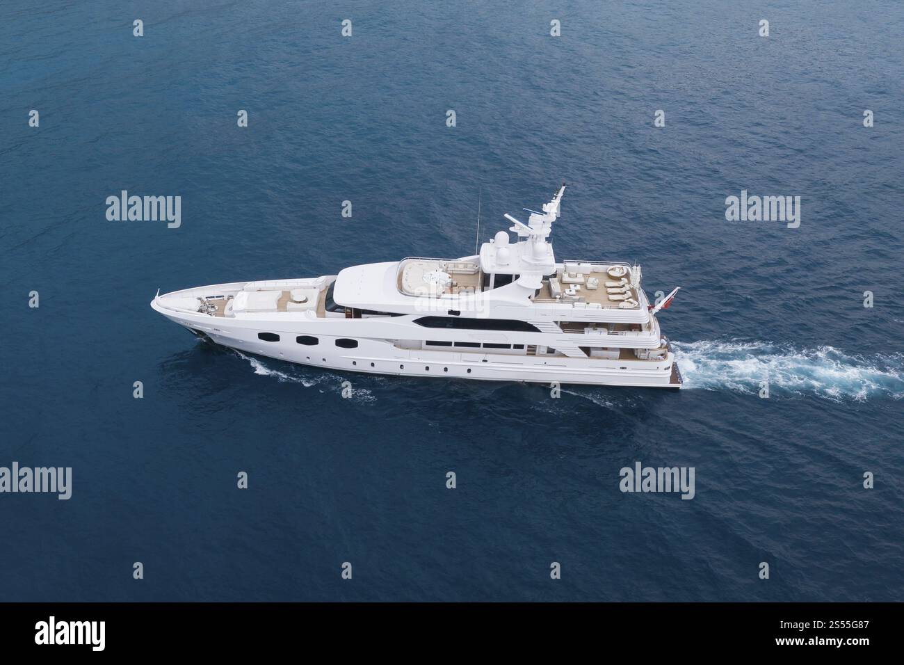 Aerial view 51 metre motor yacht ELENI cruising between Cap Martin and ...