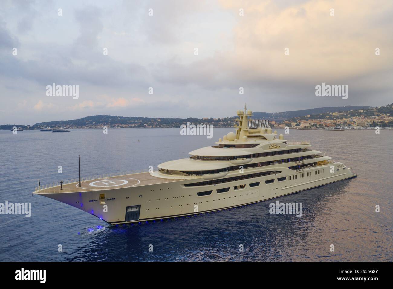 Aerial view of 156-metre superyacht DILBAR, delivered in 2016 by the ...