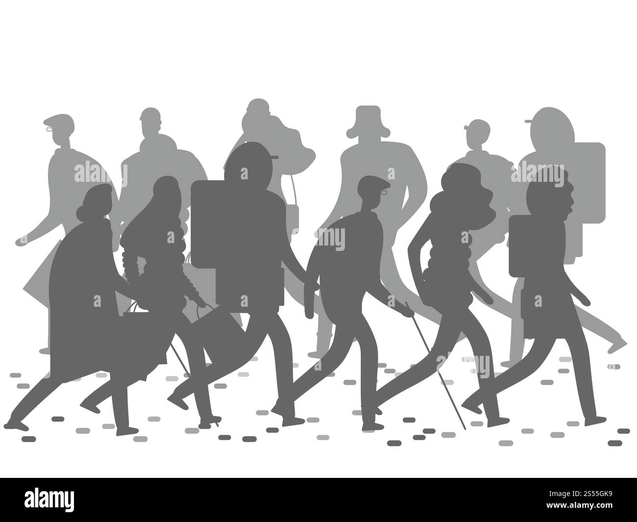 People walking autumn vector Black and White Stock Photos & Images - Alamy