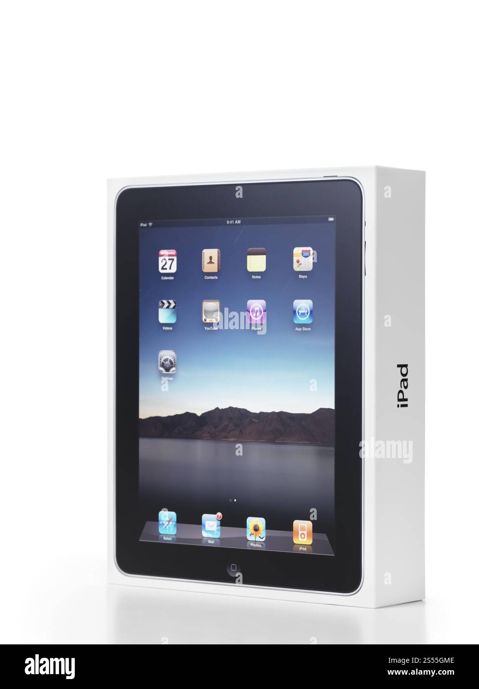 Apple iPad product packaging. Isolated box with clipping path on white ...