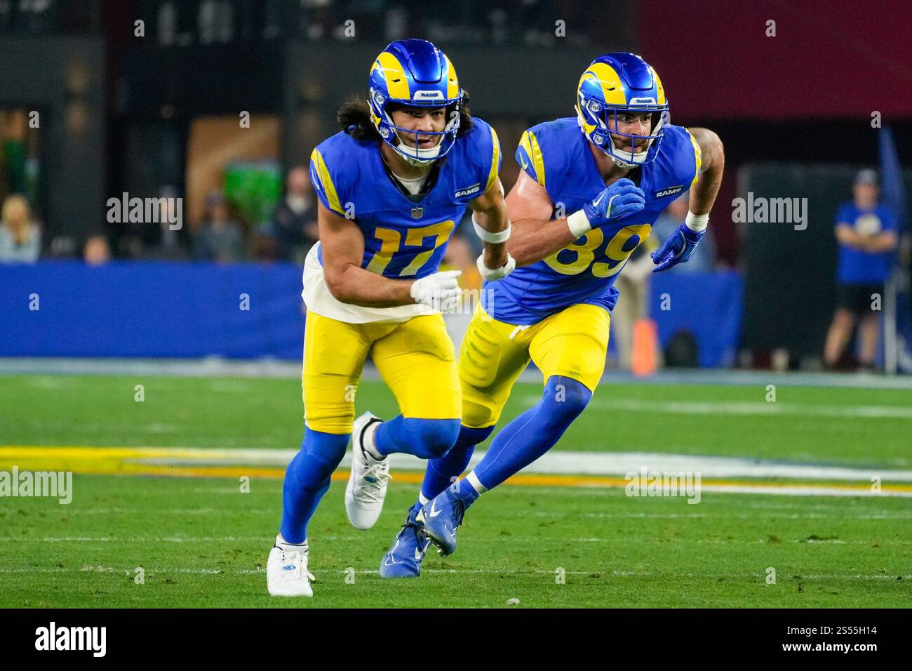 Los Angeles Rams wide receiver Puka Nacua (17) and tight end Tyler ...