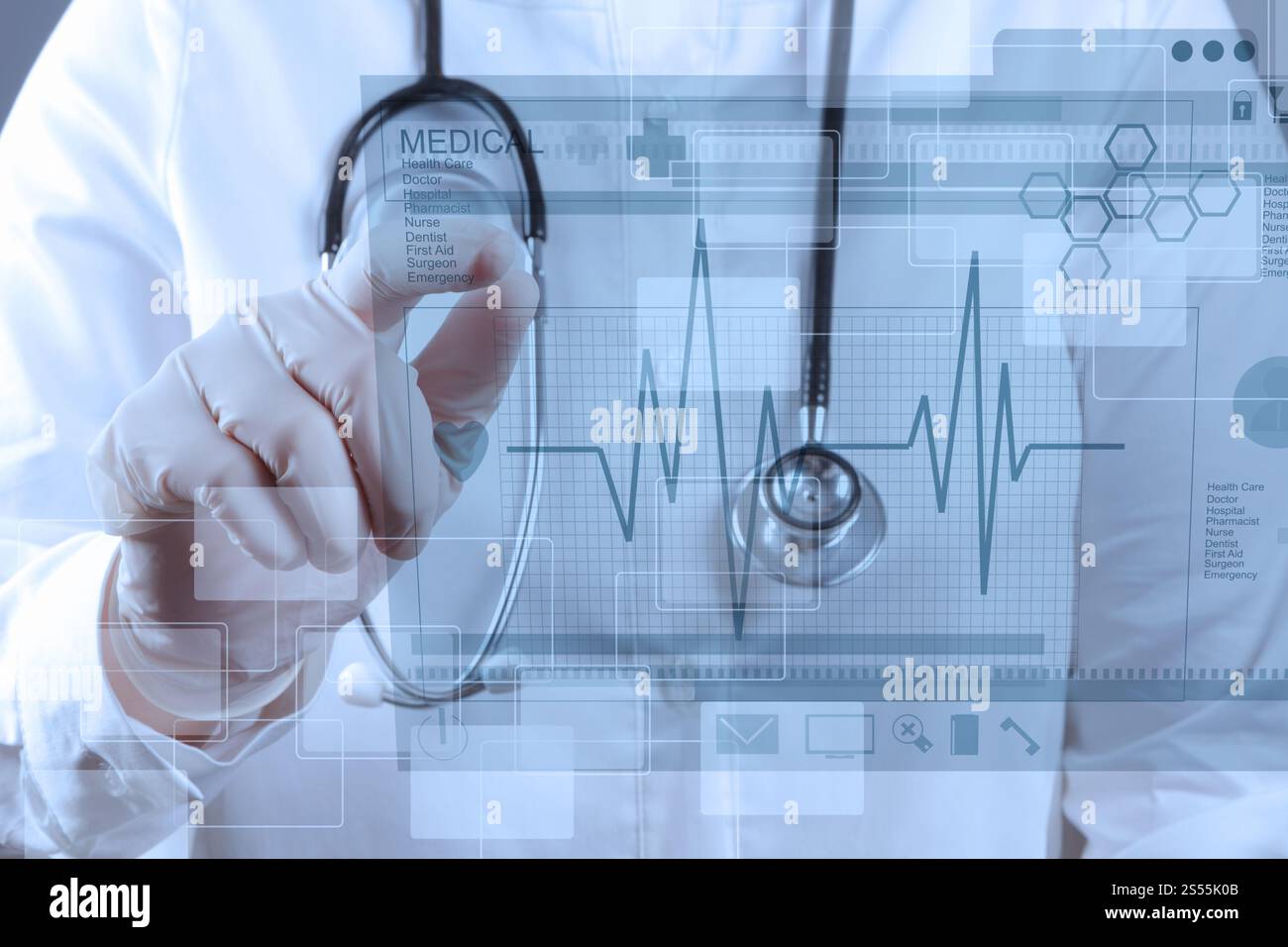 Medicine doctor working with modern computer interface Stock Photo - Alamy