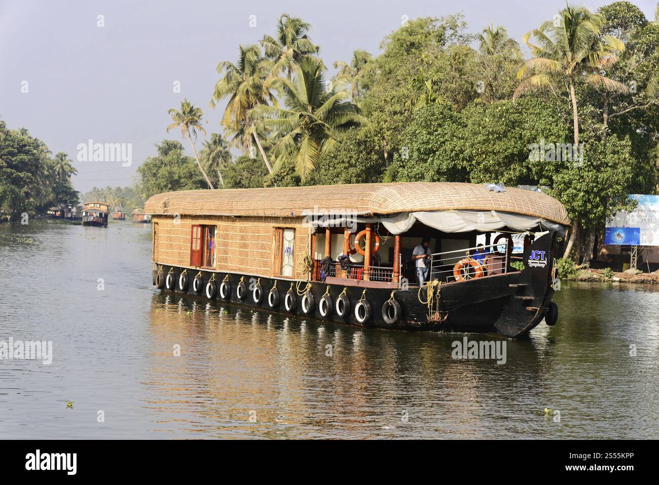 Houseboats, backwaters, near Alappuzha, Kerala, South India, India ...