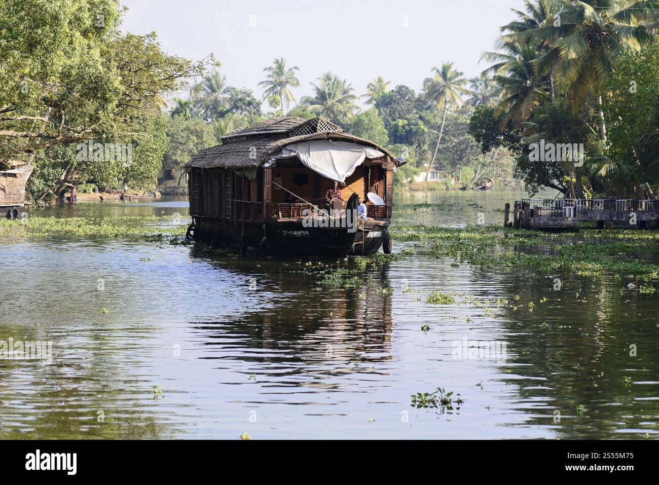 Houseboats, backwaters, near Alappuzha, Kerala, South India, India ...