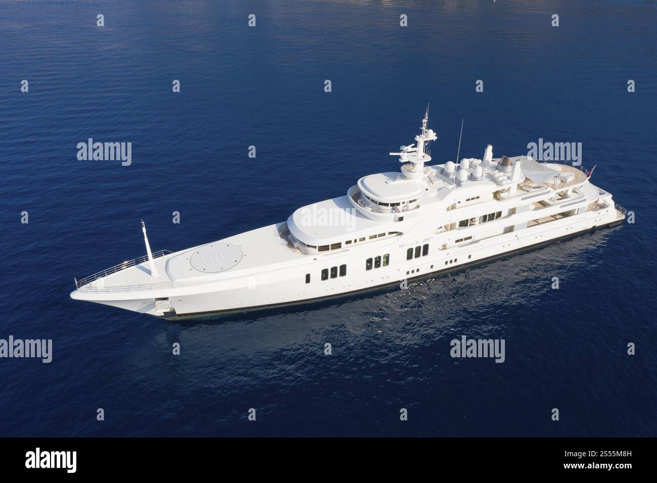 Aerial view 85, 95 metres long and 35 knots fast motor yacht ECSTASEA ...