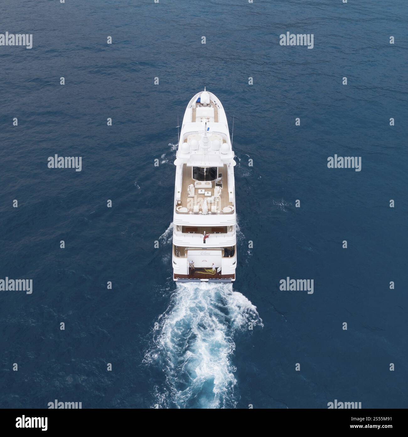 Aerial view 51 metre motor yacht ELENI cruising between Cap Martin and ...