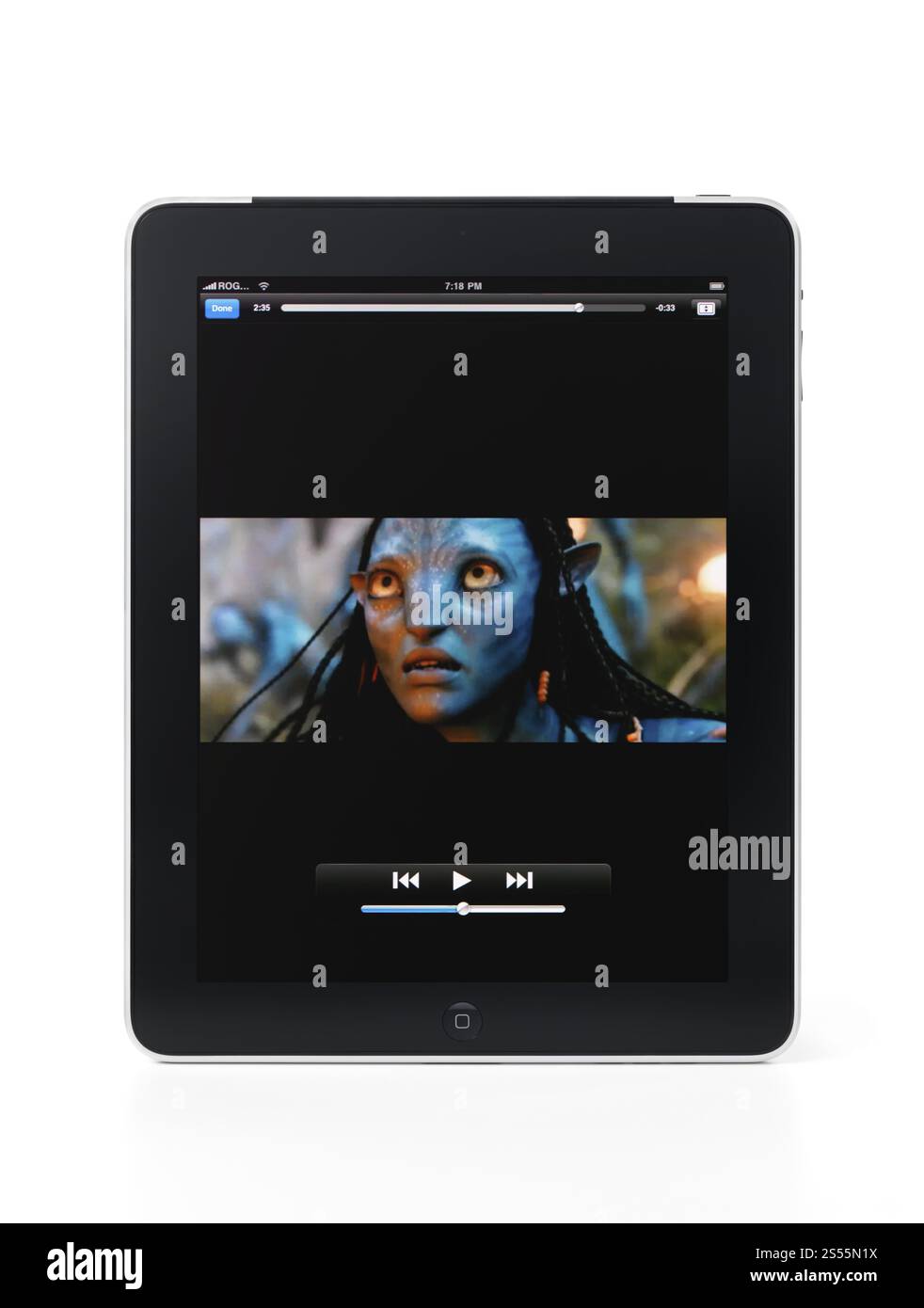 Avatar movie trailer playing on Apple iPad 3G tablet computer isolated ...