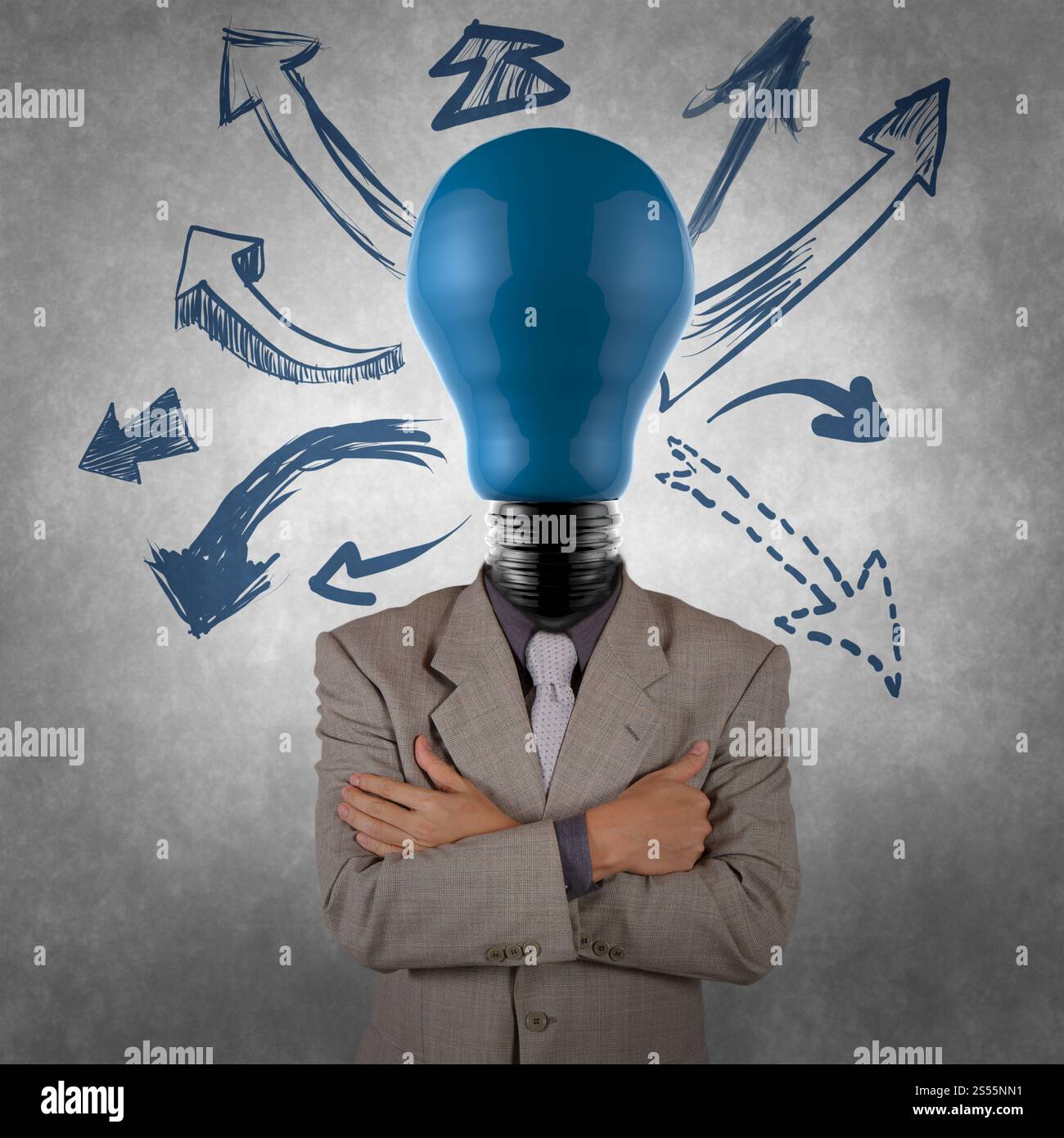 creative businessman with lightbulb head as solution concept Stock ...