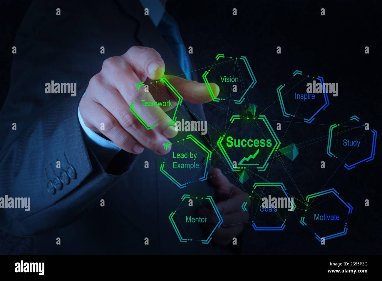 businessman hand shows diagram business success chart as concept Stock ...