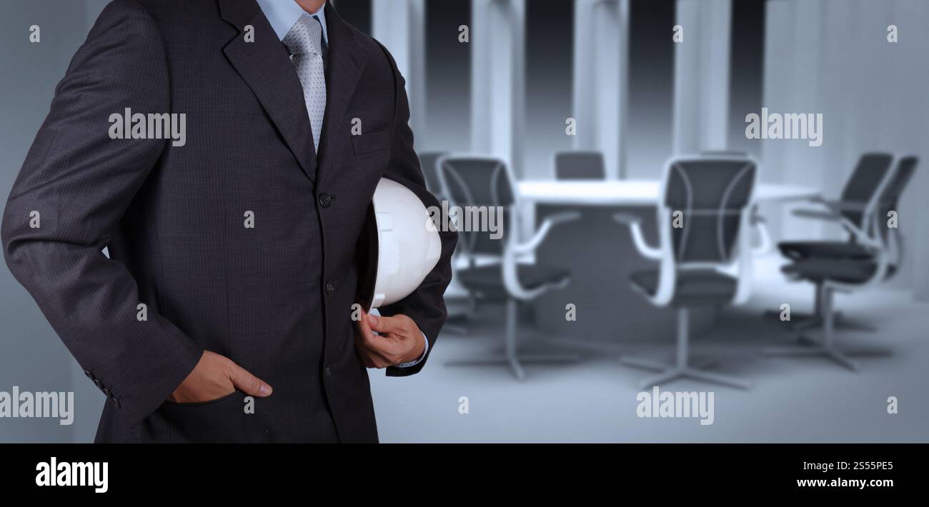 engineer businessman success working with his board room background ...