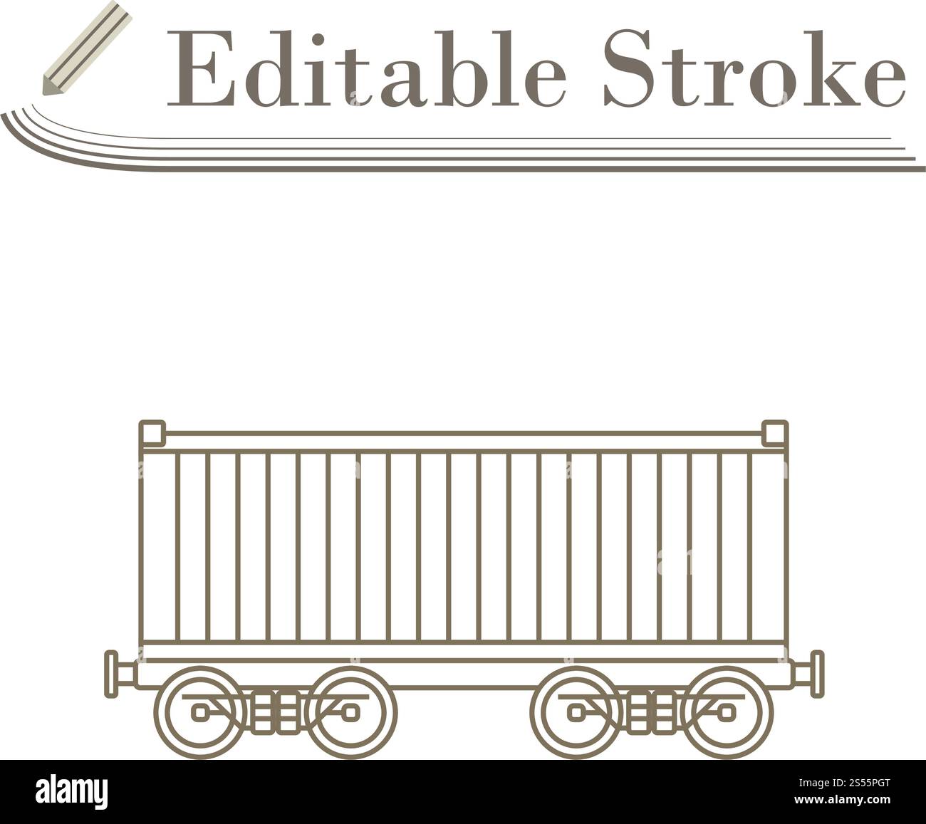Railway Cargo Container Icon. Editable Stroke Simple Design. Vector ...