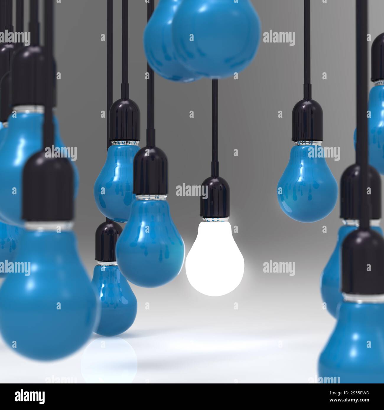creative idea and leadership concept light bulb 3d design Stock Photo ...