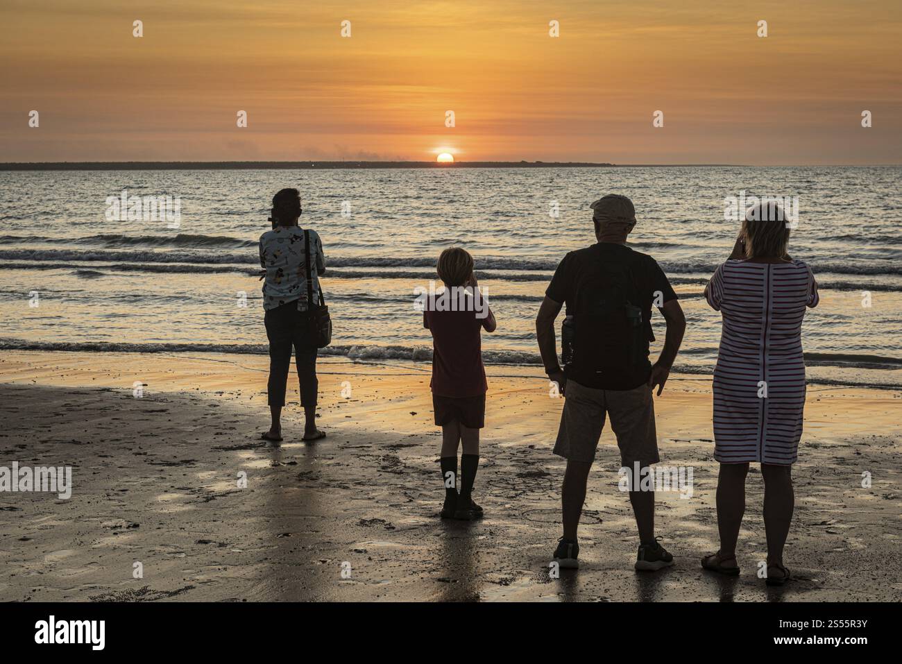 People watching the sunset on the beach, Mindil Beach, Darwin, Northern ...