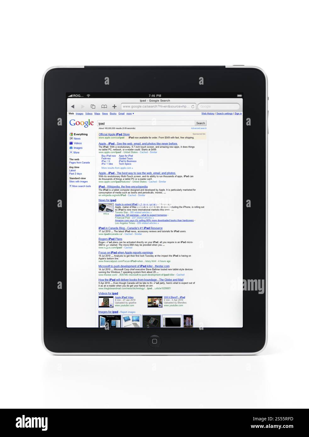 Apple iPad 3G tablet with Google search on its display isolated on ...