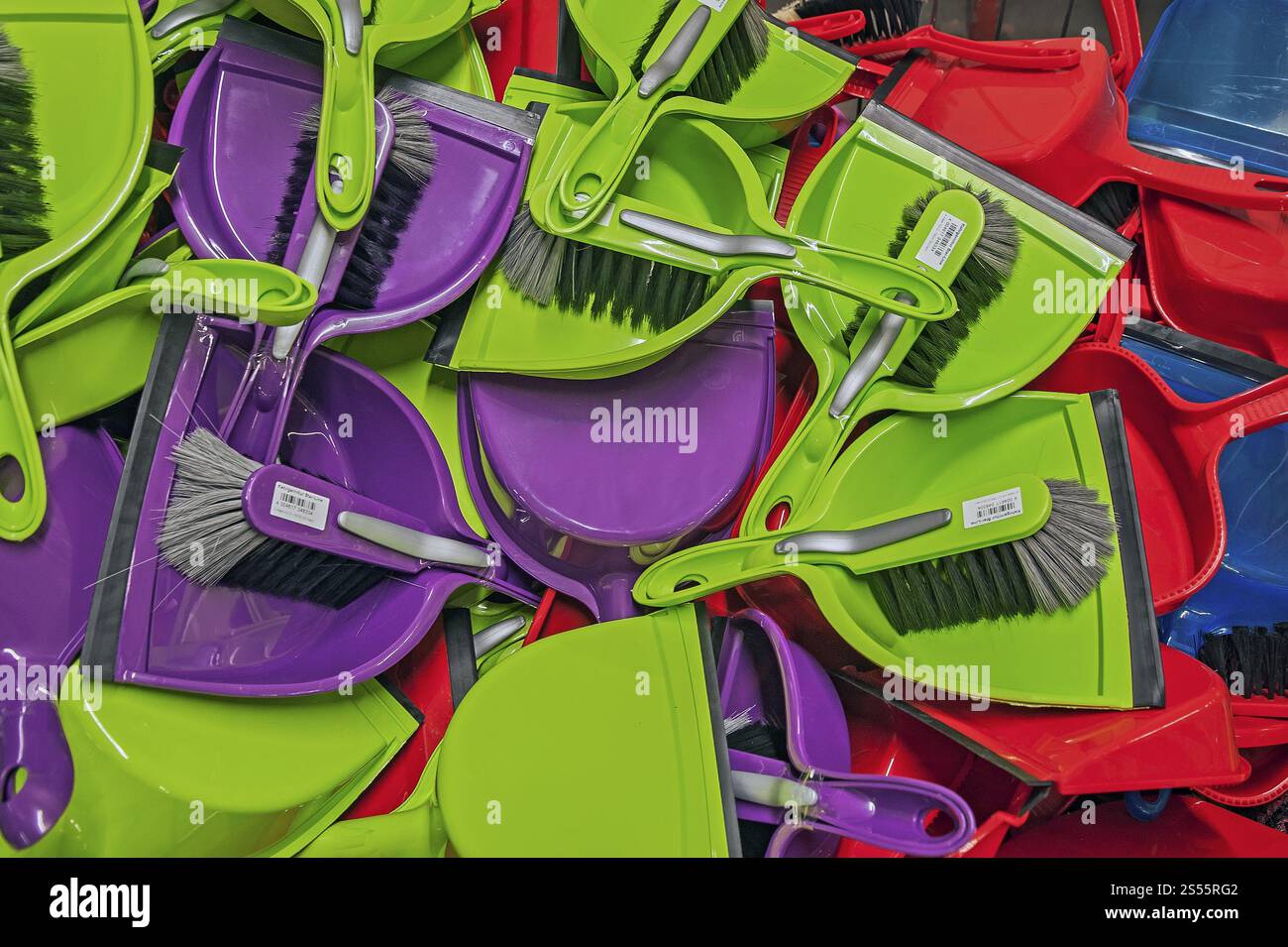 Plastic hand broom with shovels, supermarket, Munich, Upper Bavaria ...