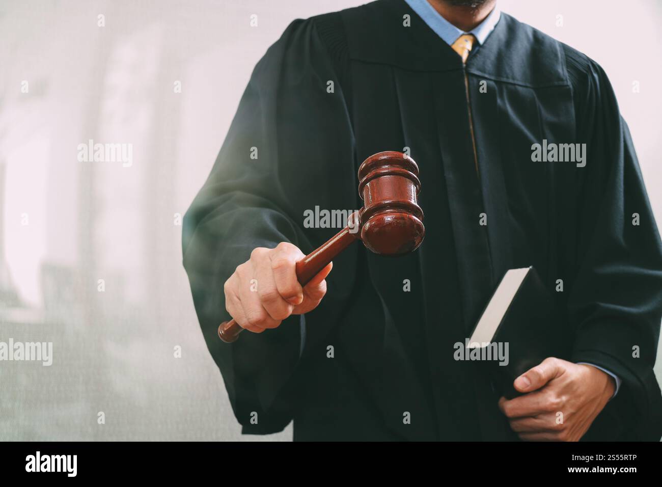 justice and law concept.Male judge in a courtroom with the gavel and ...