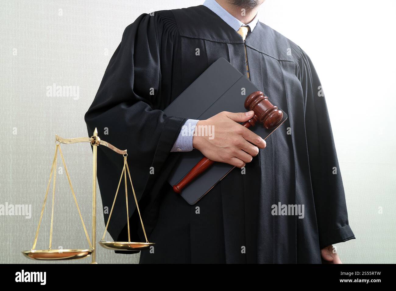 justice and law concept.Male judge in a courtroom with the gavel and ...