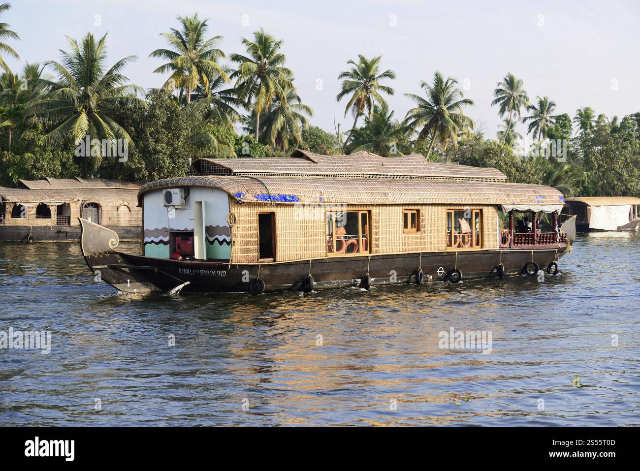 Houseboats, backwaters, near Alappuzha, Kerala, South India, India ...