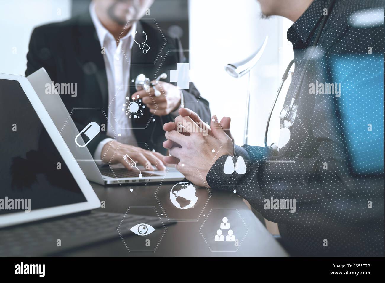 Medical and health care concept,Doctor meeting with his team in modern ...