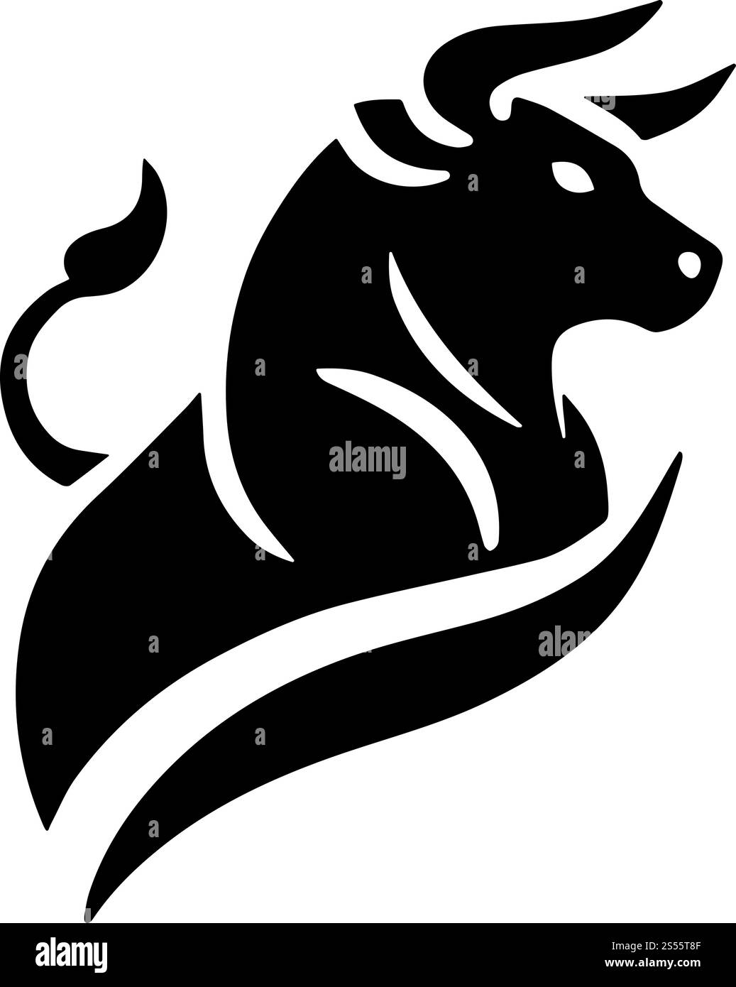 Bull, Taurus black logo silhouette vector illustration Stock Vector ...