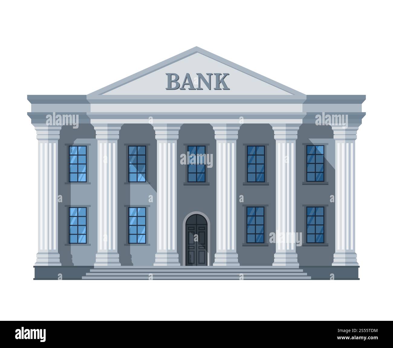 Cartoon retro bank building or courthouse with columns vector ...