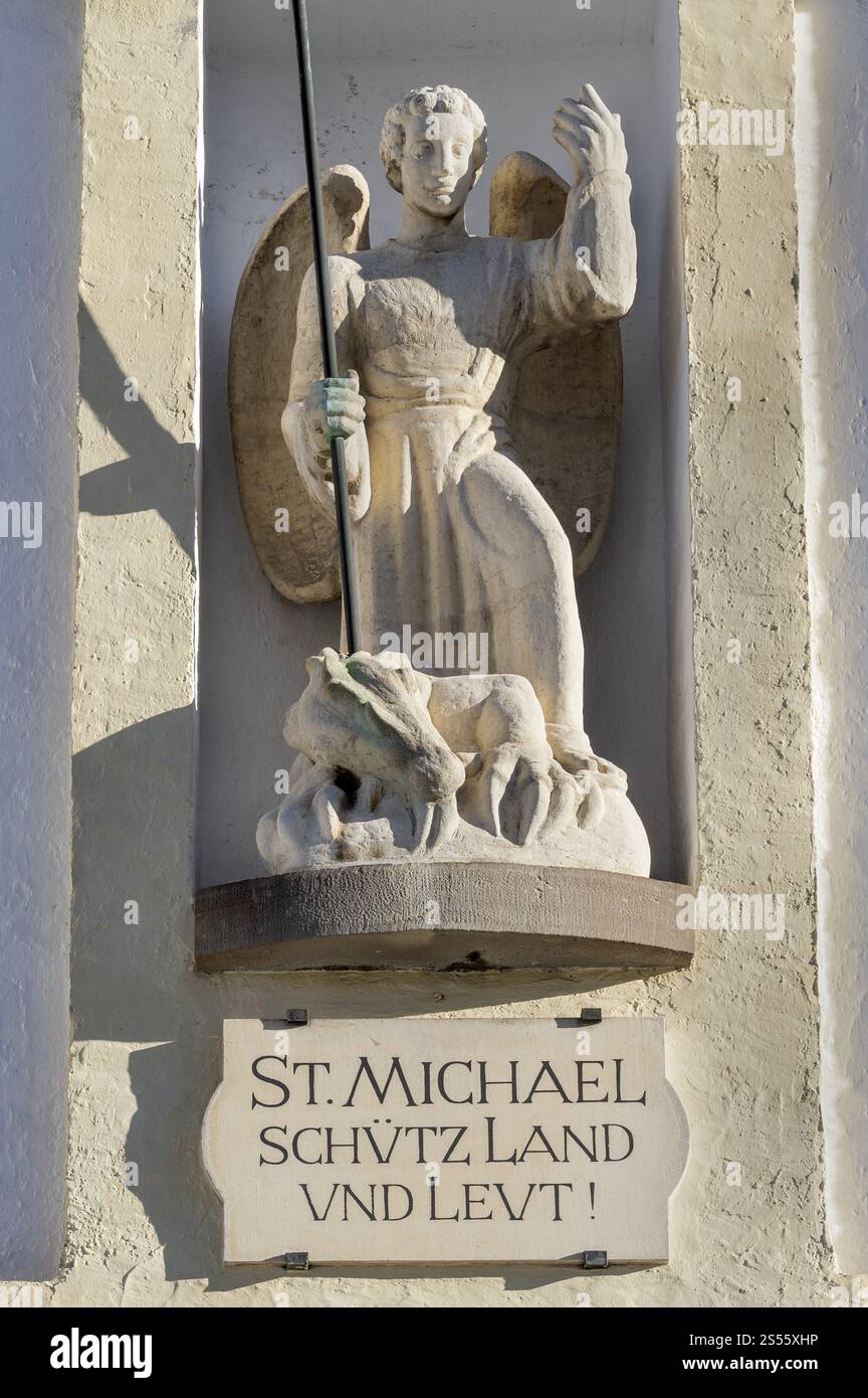 Figure of St Michael above the main entrance, St Michael's parish ...