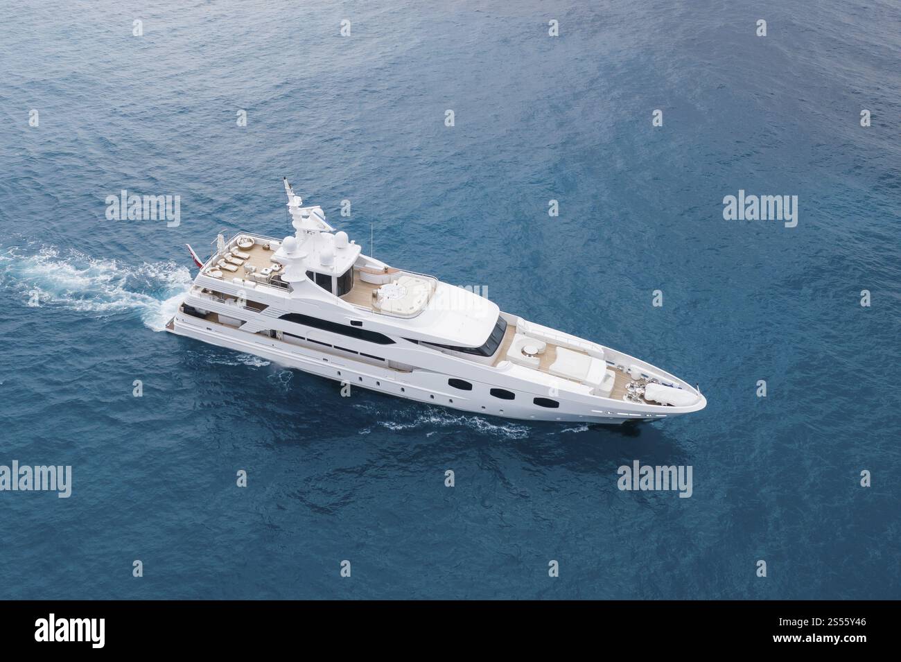 Aerial view 51 metre motor yacht ELENI cruising between Cap Martin and ...