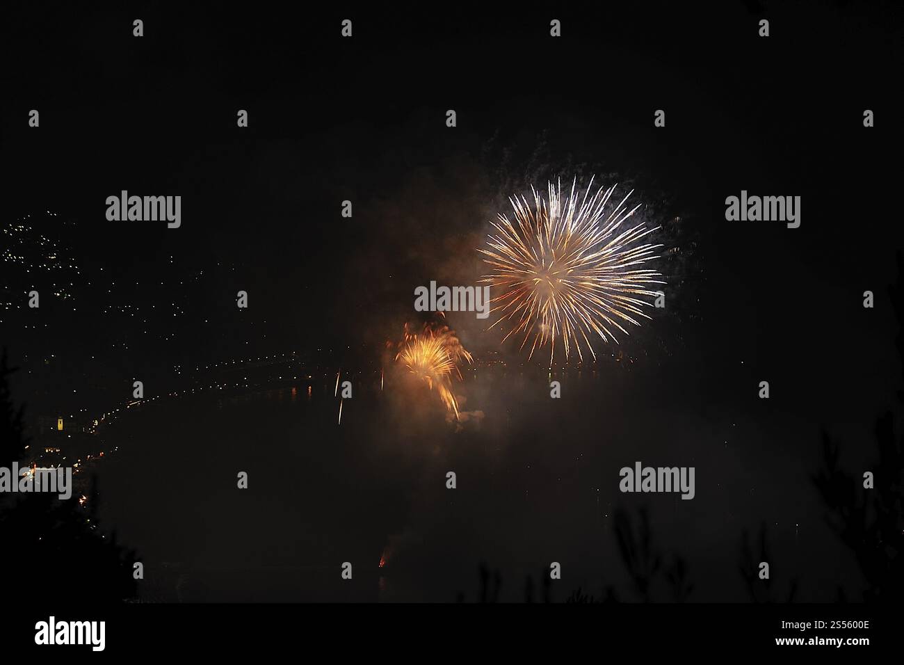 Fireworks on the sea Stock Photo - Alamy