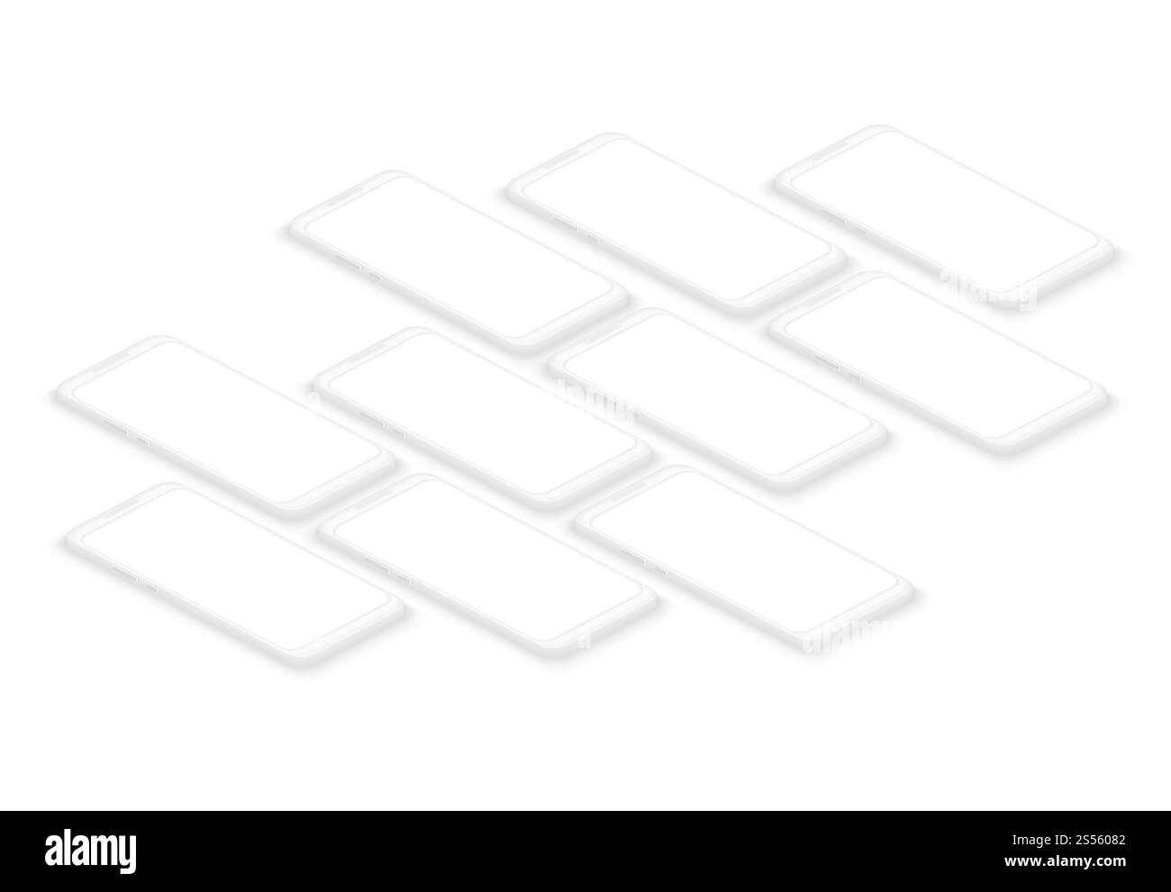 Blank smartphones. Phone wireframe interfaces showcase. App cellphone ...