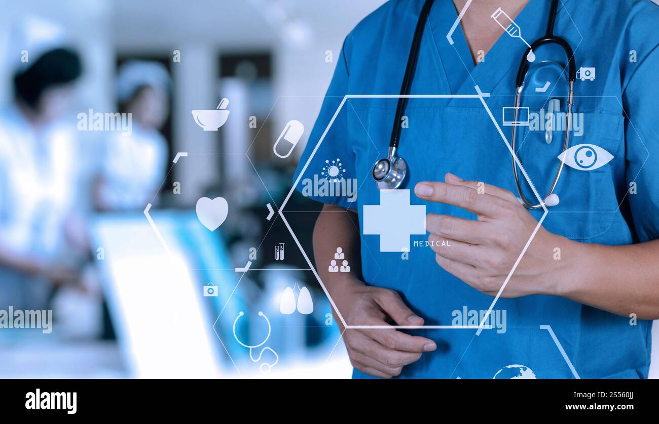 Healthcare and Medicine concept.smart medical doctor working with ...