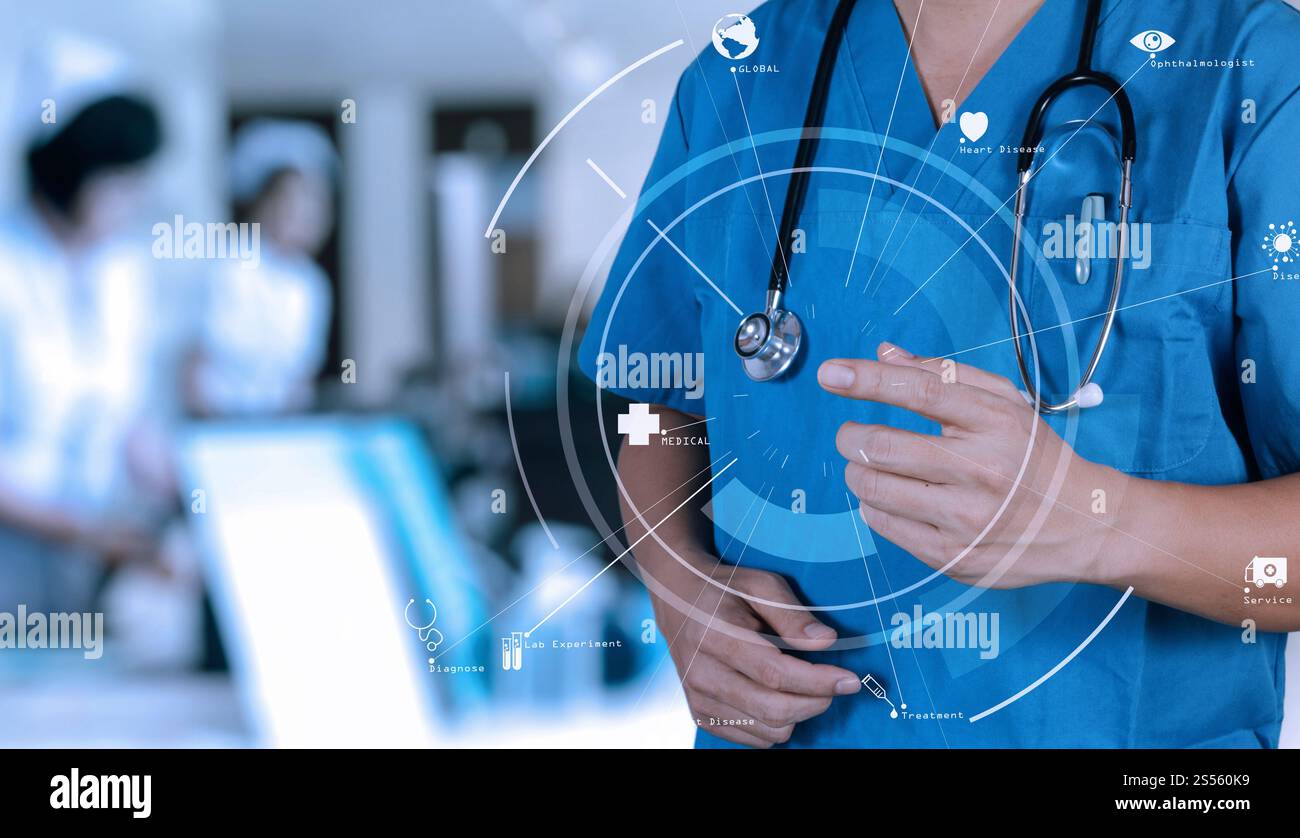 Healthcare and Medicine concept.smart medical doctor working with ...