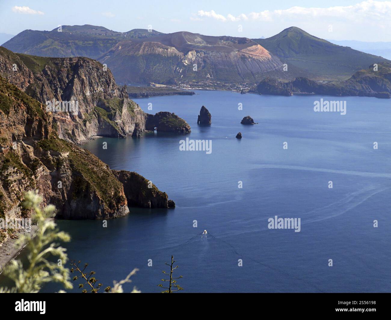 Lipari Islands, view from Lipari to the large crater of Vulcano Stock ...