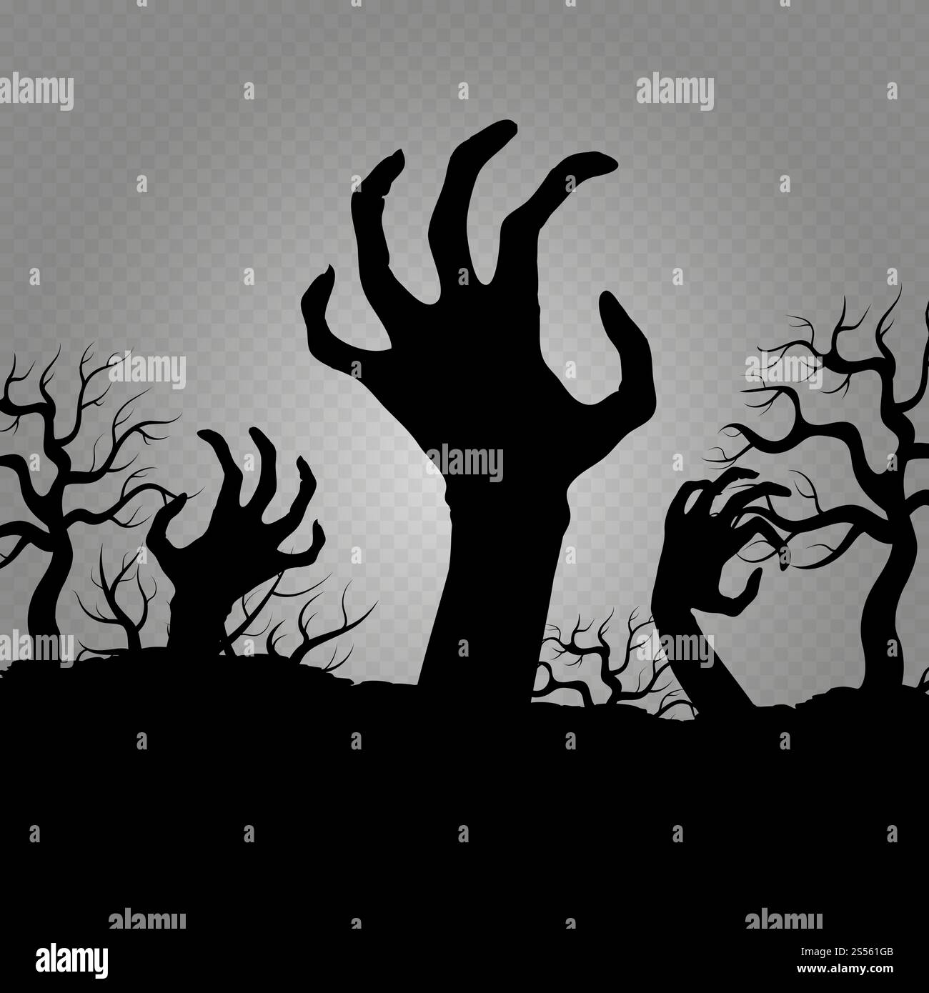 Zombi hands isolated on transparent background. Horror element for ...