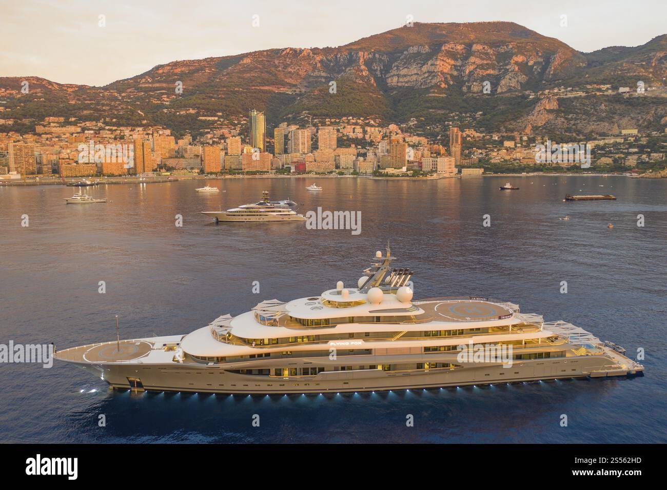Aerial view of 136 metre superyacht Flying Fox, delivered in 2019 by ...