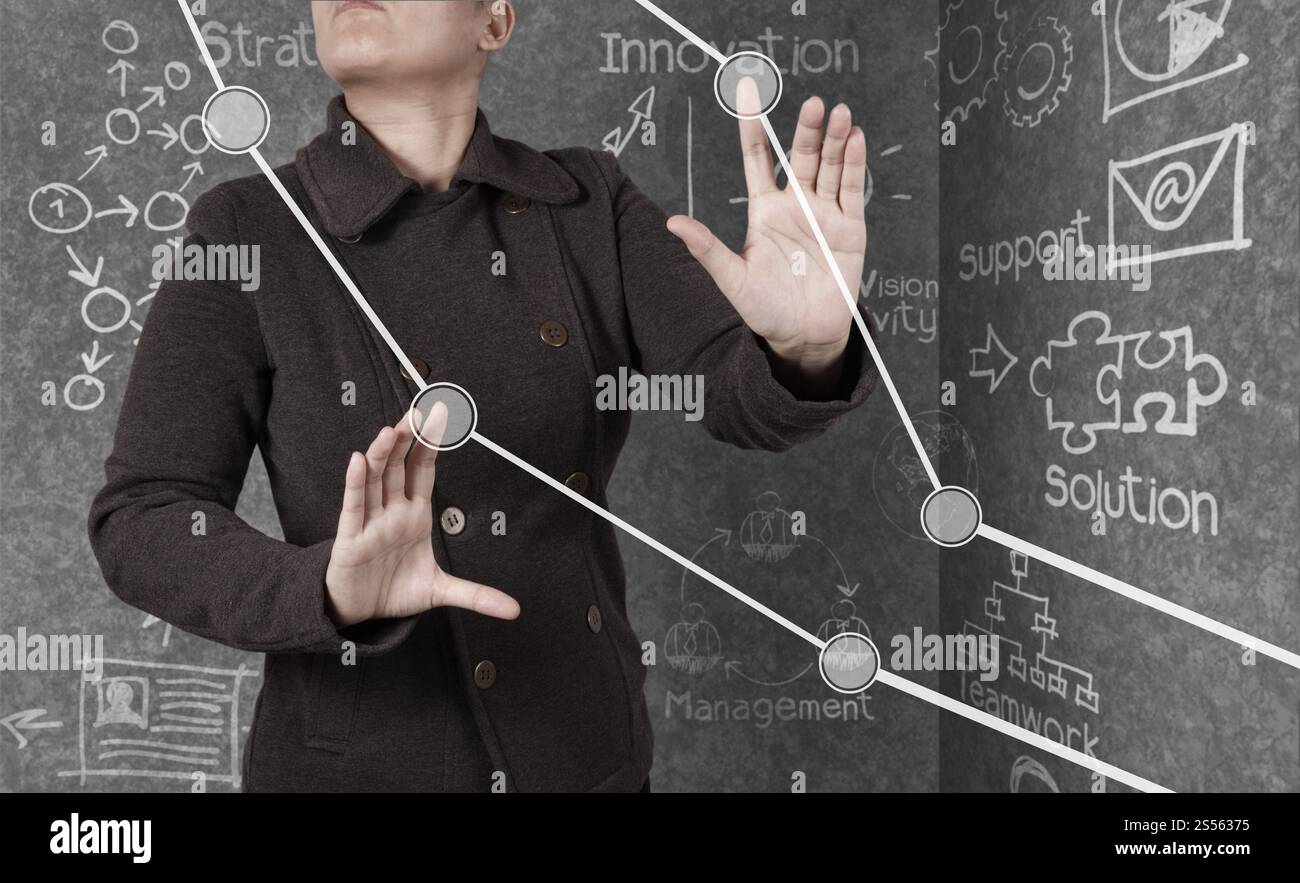 businesswoman hand working with new modern computer and business ...